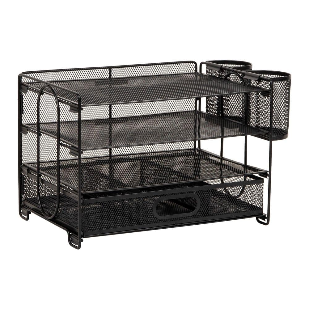 Mind Reader 9.25 in. W x 9 in. H Metal Mesh Desk Organizer, 3-Trays, 1 ...