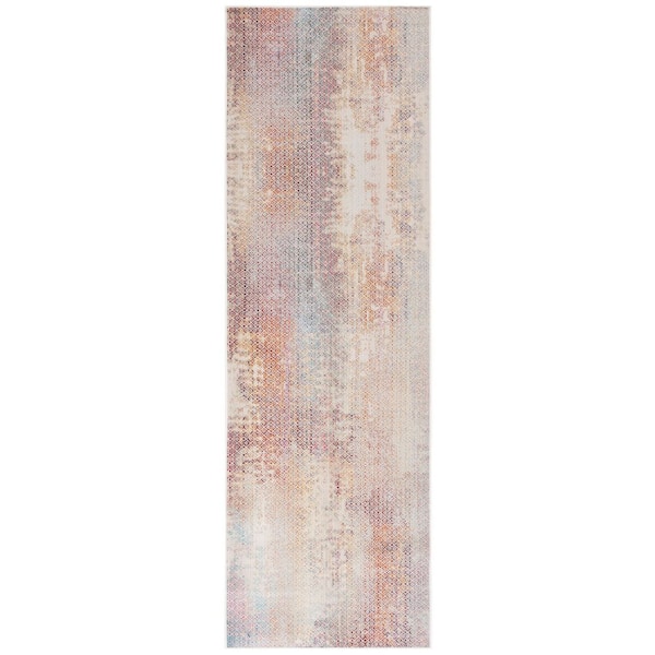SAFAVIEH Rainbow Navy/Rust Gold 3 ft. x 8 ft. Distressed Diamonds ...