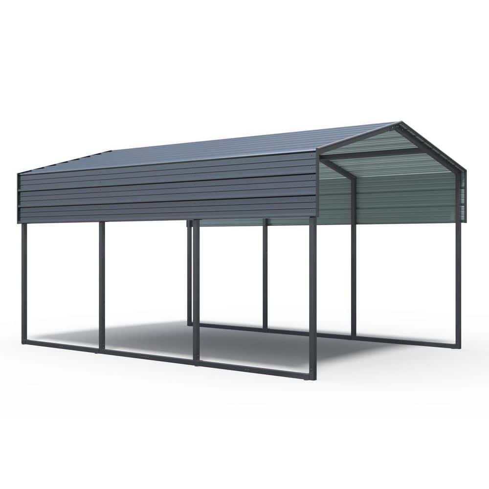 CARBUTLER 10 ft. W x 15 ft. D x 8 ft. H Heavy Duty Carport Canopy with Galvanized Steel Roof and ...