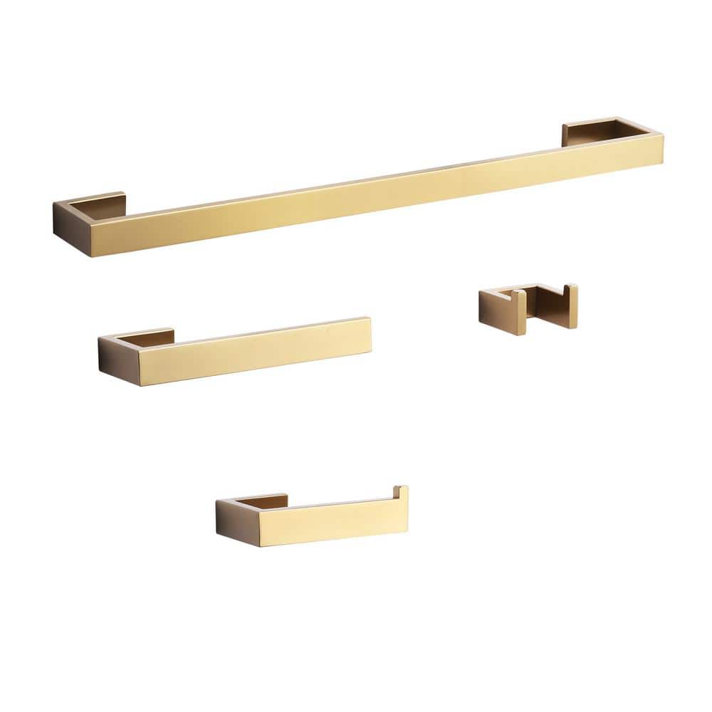 ALEASHA 4-Piece Bath Hardware Set Mounting Hardware included in Gold AL ...