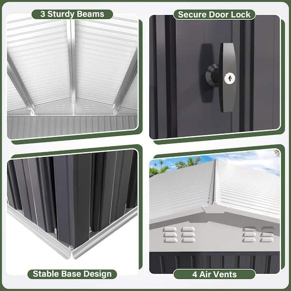 AirWire 10 ft. W x 14 ft. D Outdoor Storage Metal Shed with Updated ...