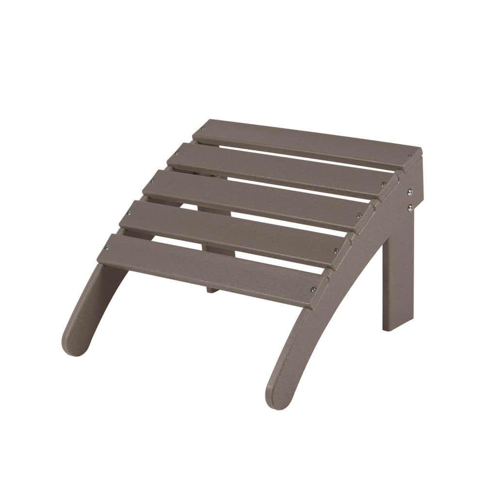 Aoodor HDPE Plastic Outdoor Adirondack Ottoman Footrest in Solid Sepia ...