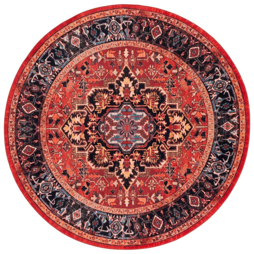 SAFAVIEH Riviera Red/Blue 7 ft. x 7 ft. Machine Washable Medallion ...
