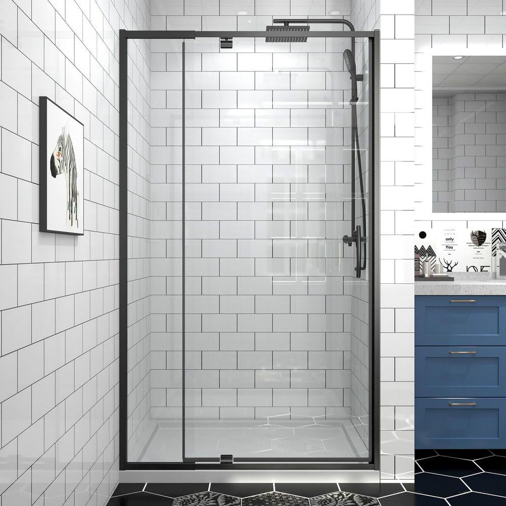 Modland Hans 38 in.-42 in. Wx 71 in. H Pivot Frameless Shower Door in ...