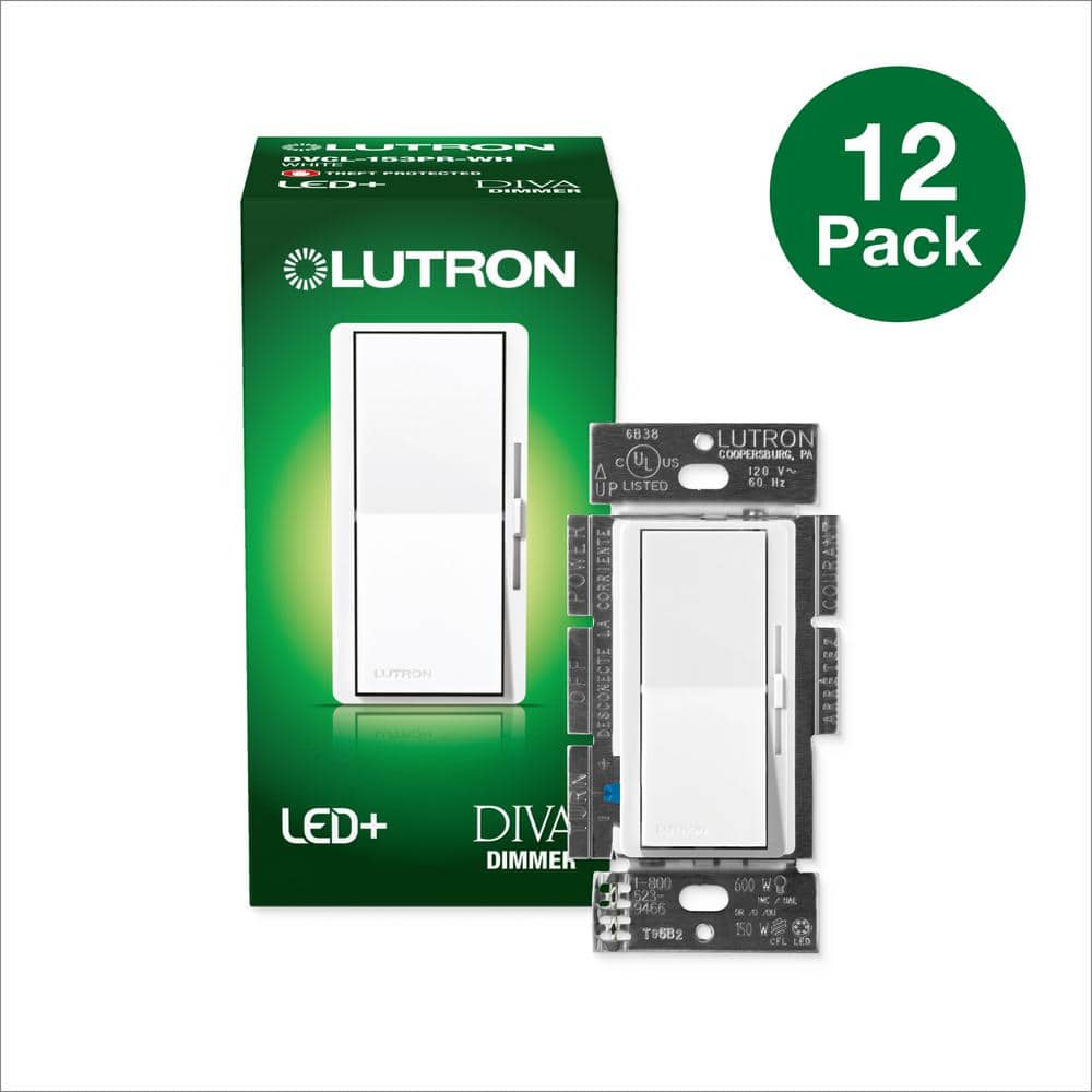 Lutron Diva LED+ Dimmer Switch for Dimmable LED Bulbs, 150-Watt/Single-Pole or 3-Way, White ...