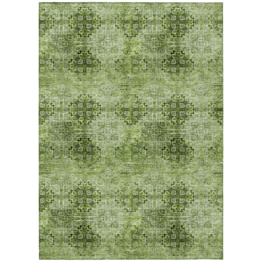 HomeRoots Olive Green 10 ft. x 14 ft. Woven Floral;Medallion Polyester ...