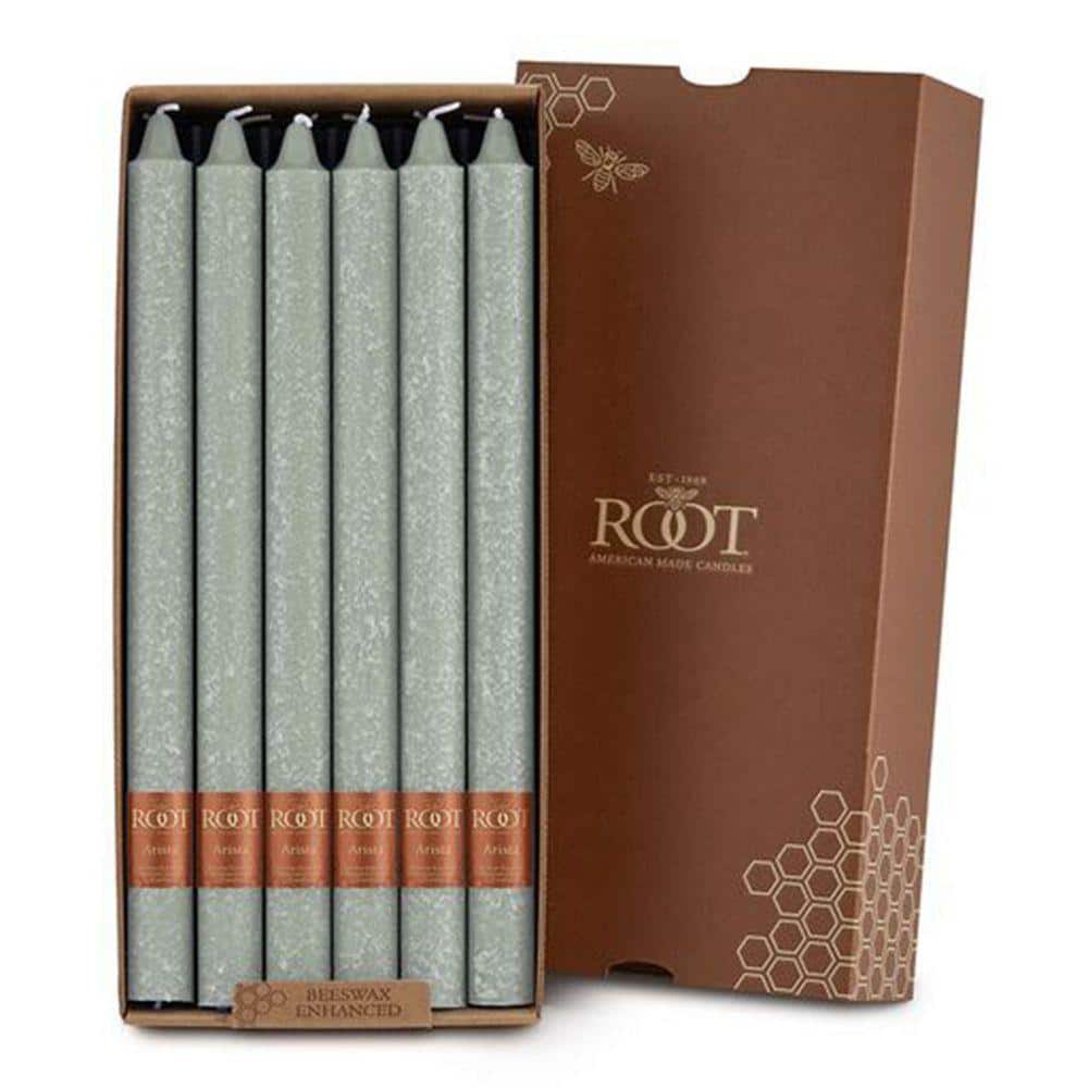 ROOT CANDLES Timberline Arista 12 in. Sage Green Unscented Taper Candle ...