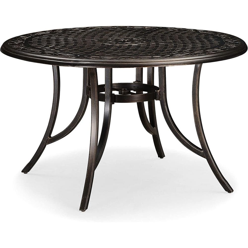 PURPLE LEAF 47 in. Bronze Lattice Round Cast Aluminum Outdoor Dining ...