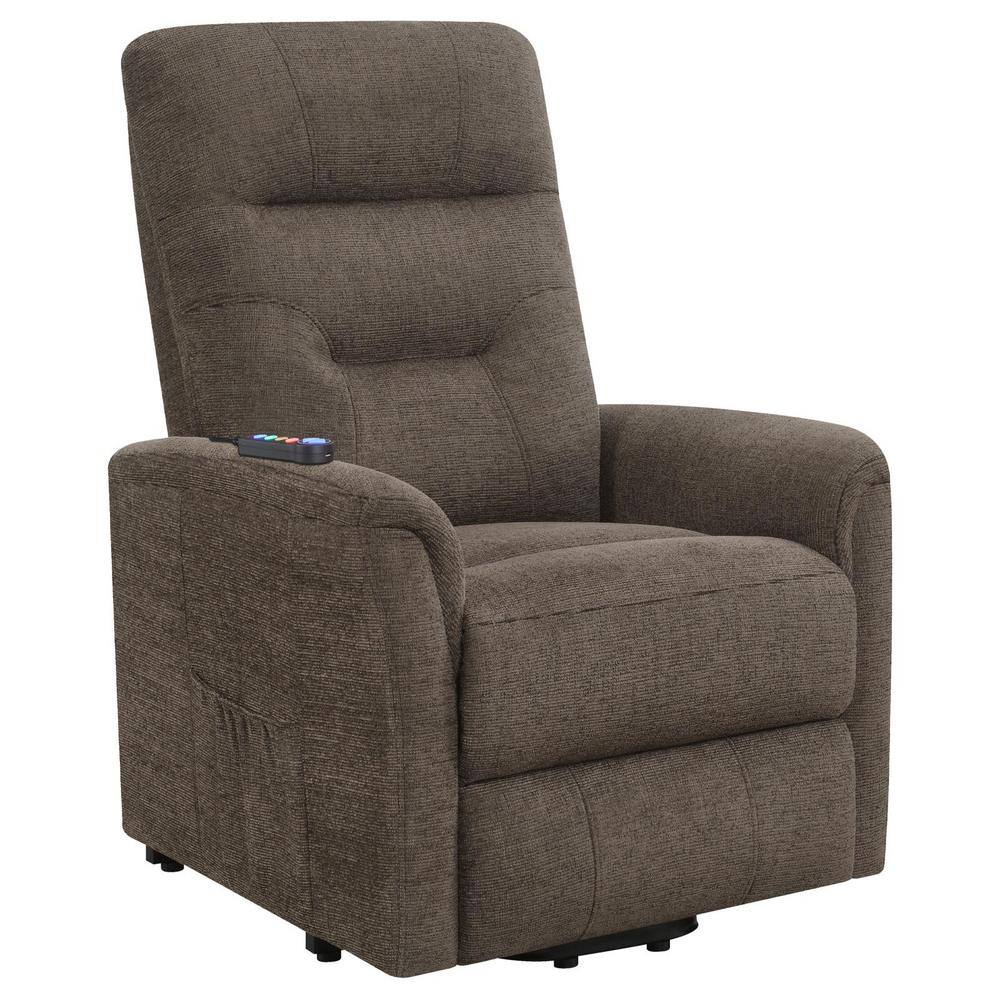Coaster Henrietta Power Lift Recliner with Storage Pocket Brown 609404P ...