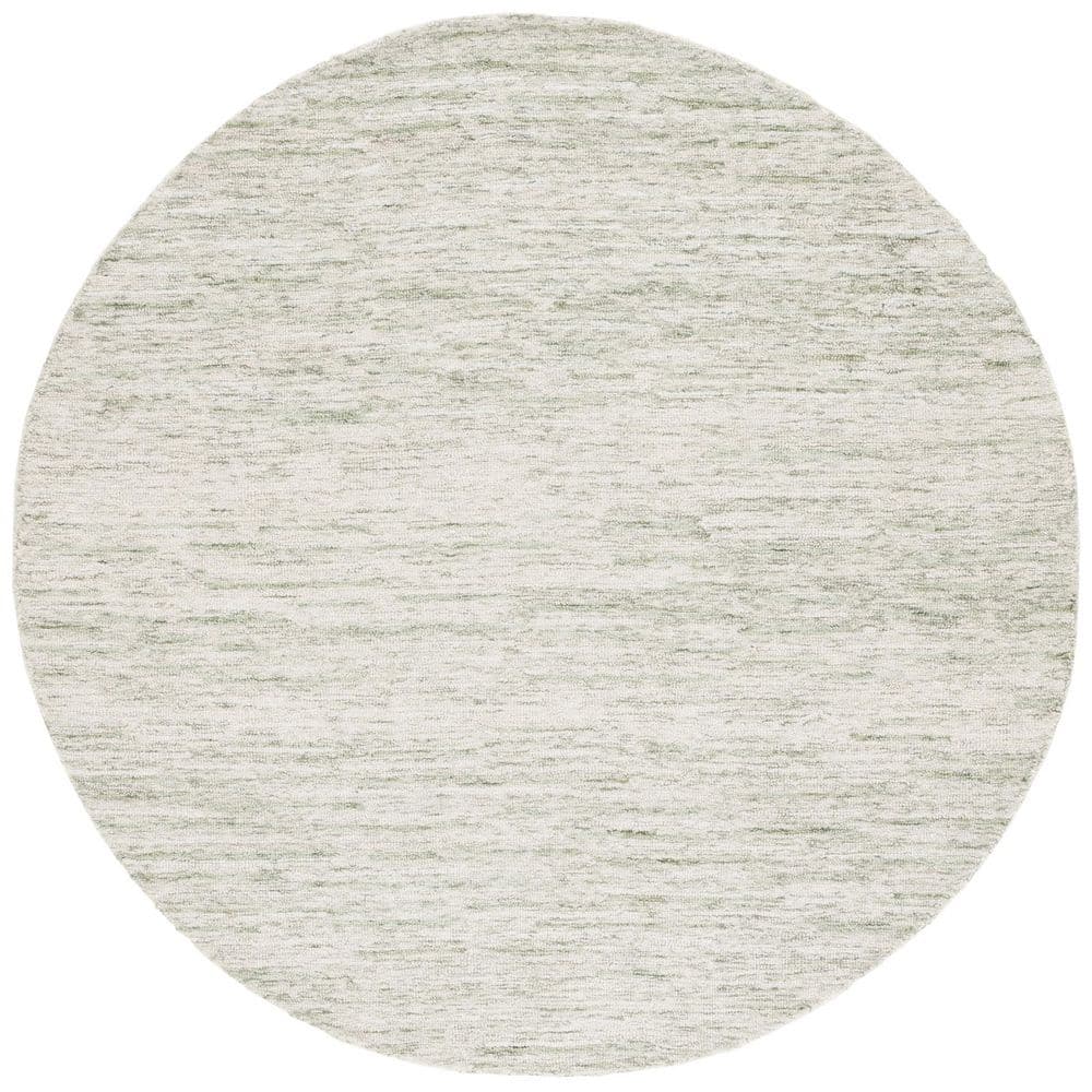 SAFAVIEH Ebony 6 ft. x 6 ft. Green/Ivory Distressed Striped Abstract ...