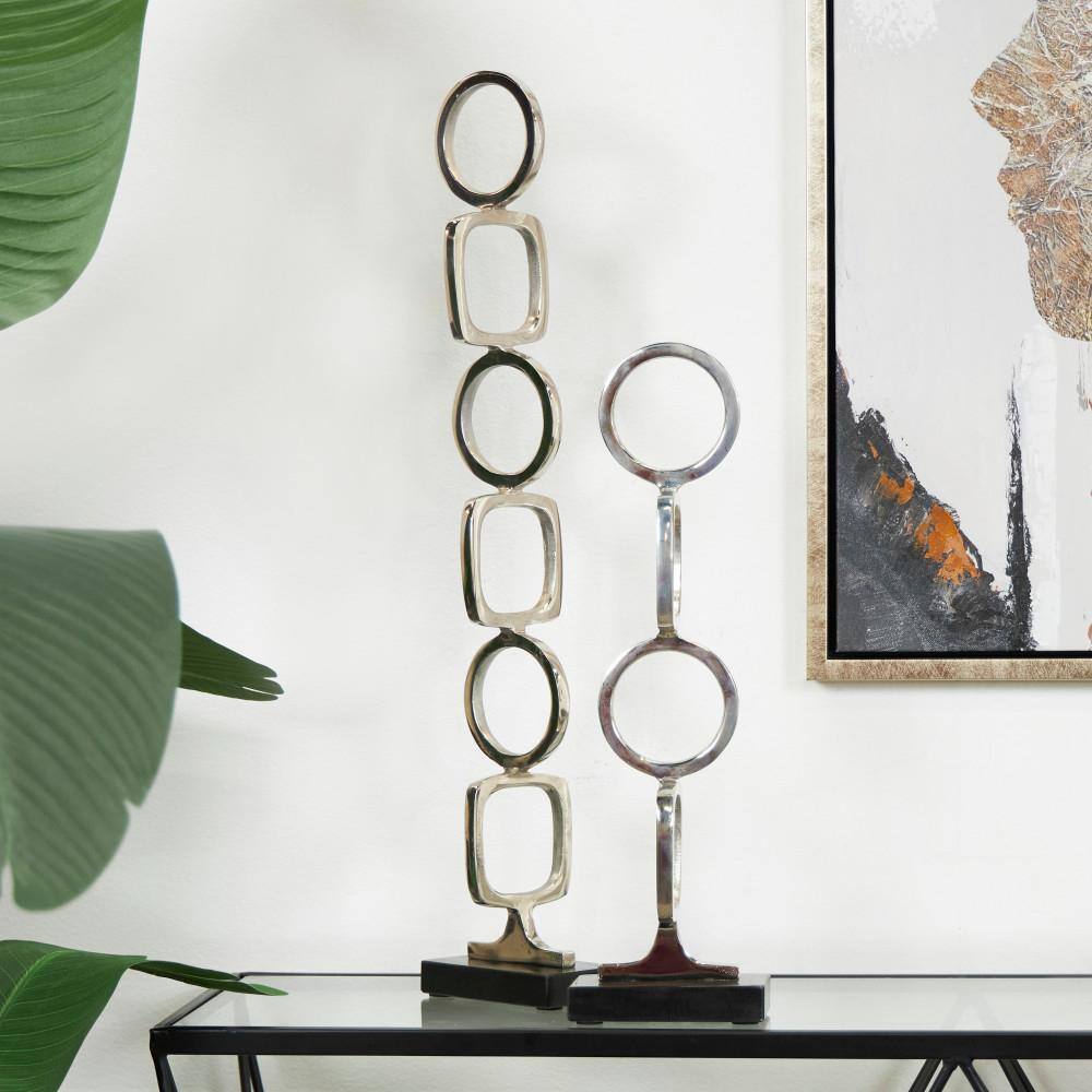 Litton Lane Silver Aluminum Stacked Geometric Rings Abstract Sculpture ...