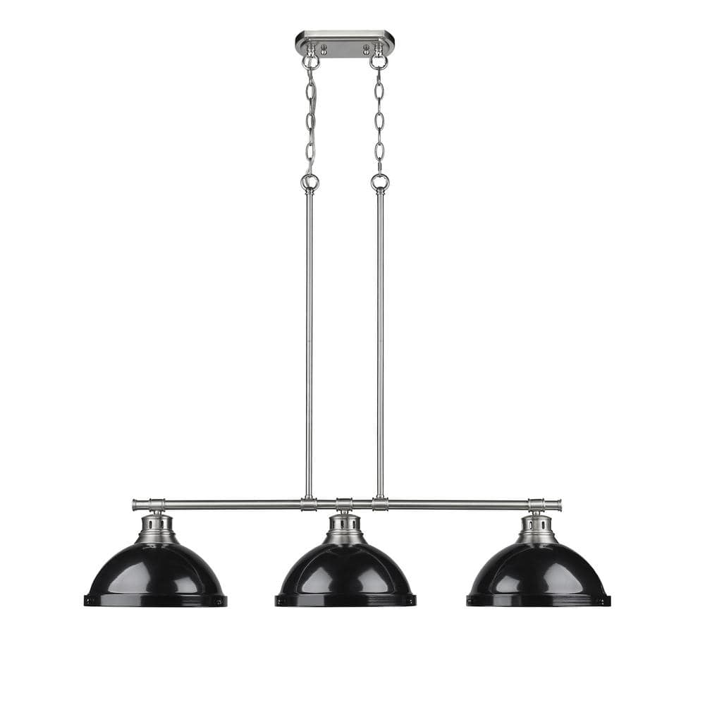 Golden Lighting Duncan 300-Watt 3-Light Pewter Pendant Light with Steel ...