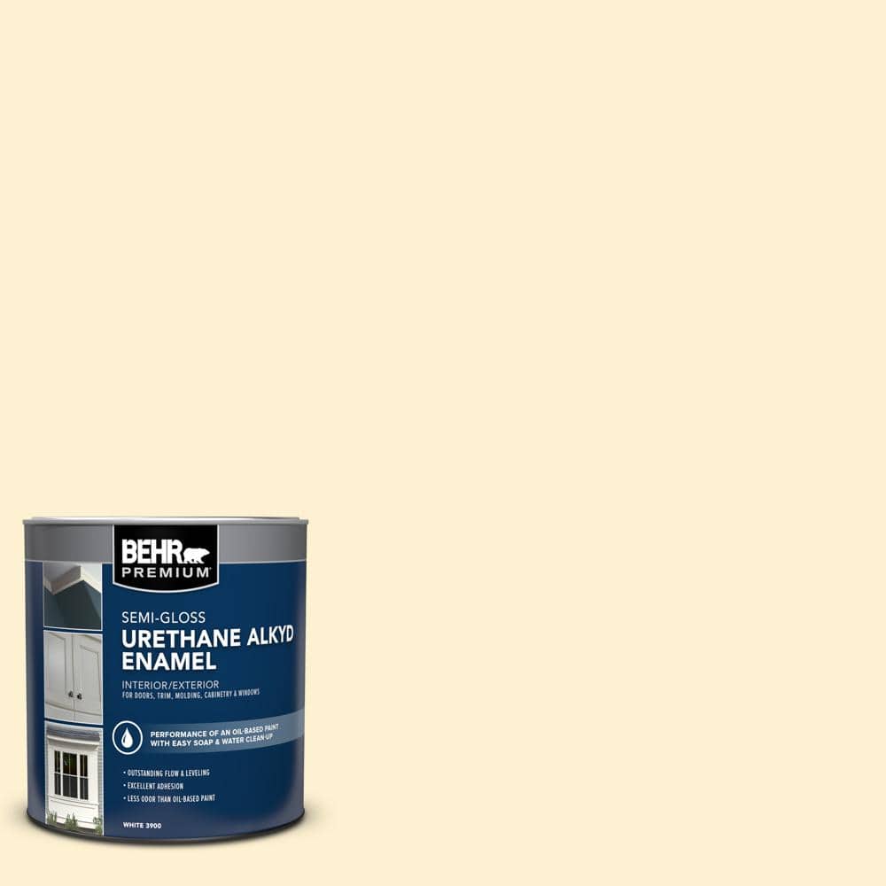 BEHR PREMIUM 1 qt. #350A-2 Vanilla Milkshake Semi-Gloss Enamel Urethane ...
