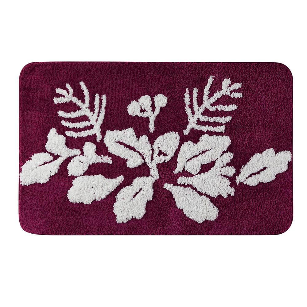 VCNY Home Christmas Wishes 20 in. x 30 in. Maroon Floral Polyester ...