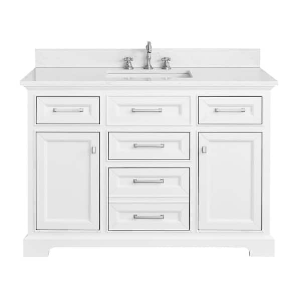 LANDOLT AstralLight 48 in. Single Sink Freestanding White Bath Vanity ...