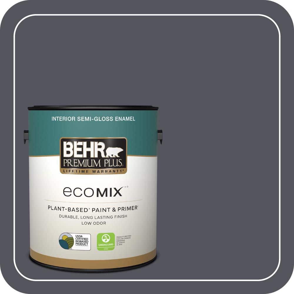 BEHR PREMIUM PLUS 1 gal. #N540-7 Coal Mine Semi-Gloss Enamel EcoMix ...
