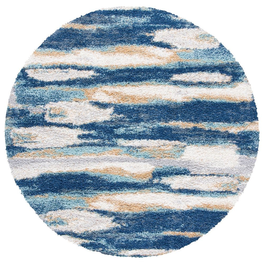 SAFAVIEH Calista 7 ft. x 7 ft. Blue/Ivory Abstract Multicolor Round ...