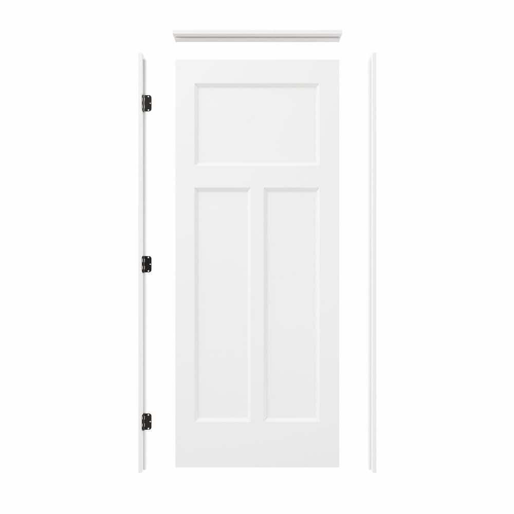 ARK DESIGN 32 in. x 80 in. 3-Panel Right-Handed Painted Solid Core Wood ...
