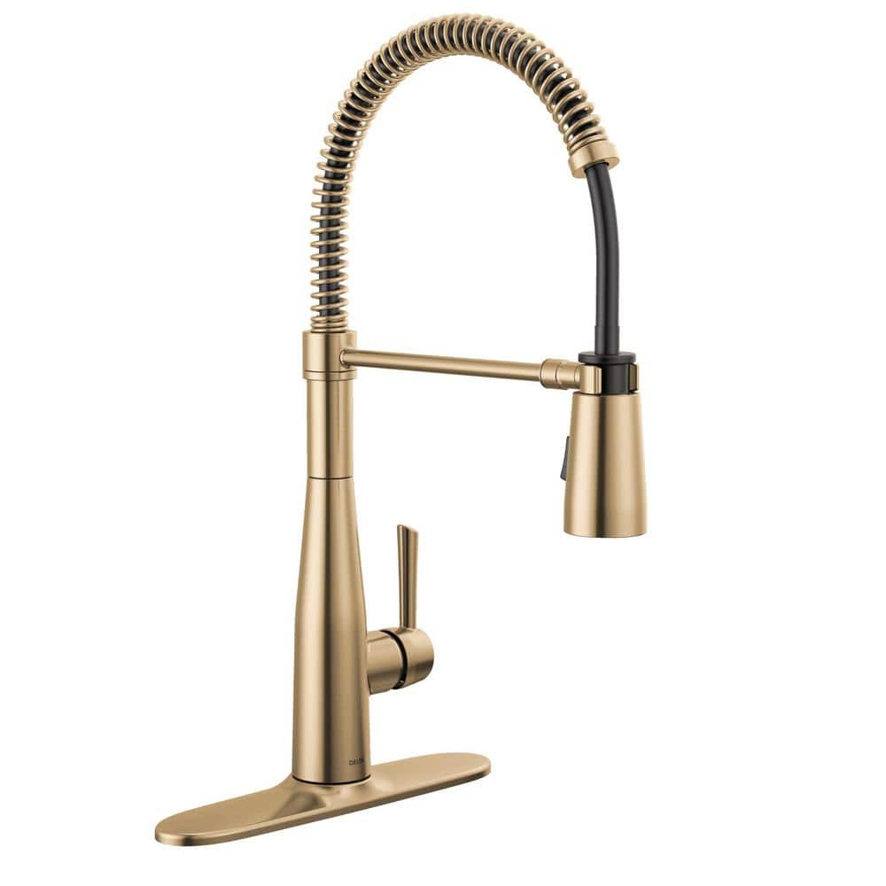 Delta Essa Gold Single Handle Pull Down Sprayer Kitchen Faucet with ...