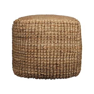 Maples Trellis Farmhouse Natural Indoor Hand Woven Jute Pouf ...