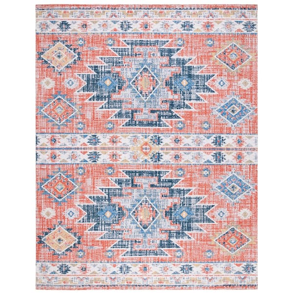 SAFAVIEH Classic Vintage 8 ft. x 10 ft. Blue/Rust Aztec Distressed Area ...