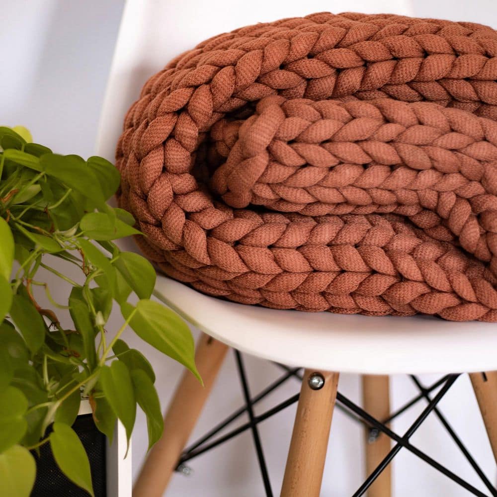 DONNA SHARP Chunky Knitted Rust Acrylic Throw Blanket 70016 - The Home ...