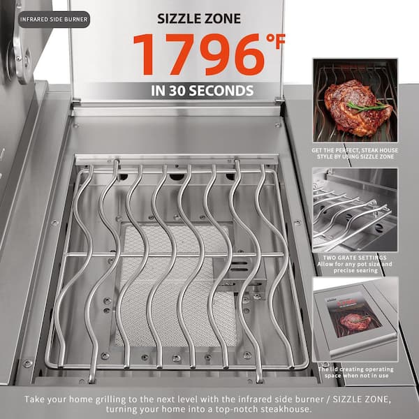 BIG HORN 6-Burner Propane Gas Grill Island with Rotisserie and Outdoor ...