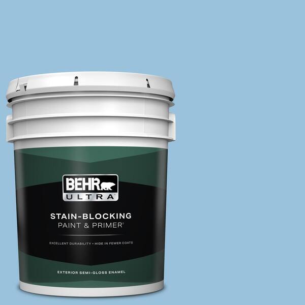 BEHR ULTRA 5 gal. #M520-3 Charismatic Sky Semi-Gloss Enamel Exterior ...