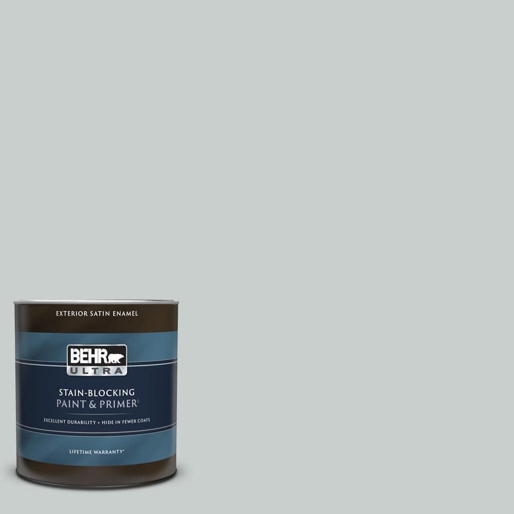 BEHR ULTRA 1 qt. #720E-2 Light French Gray Satin Enamel Exterior Paint ...