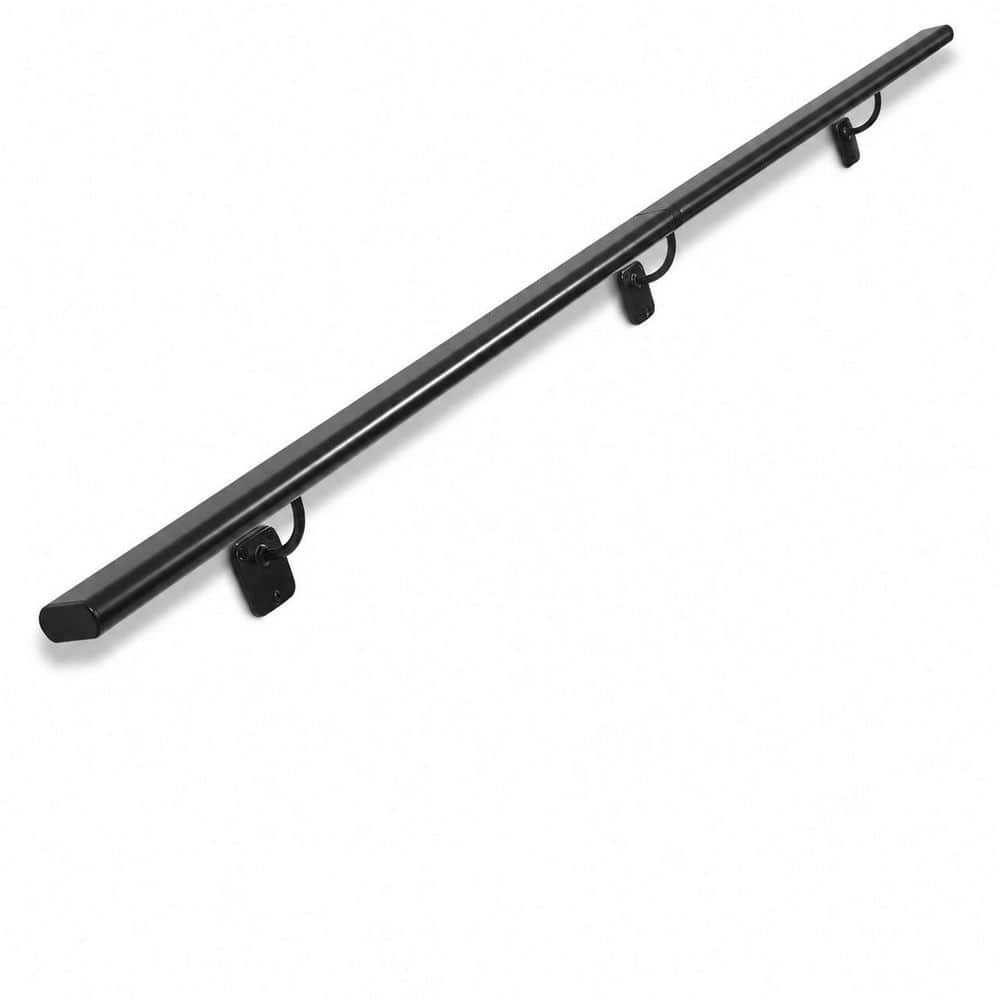 6 ft Aluminum Handrail for Cable Railing System Black Wall Mounted ...