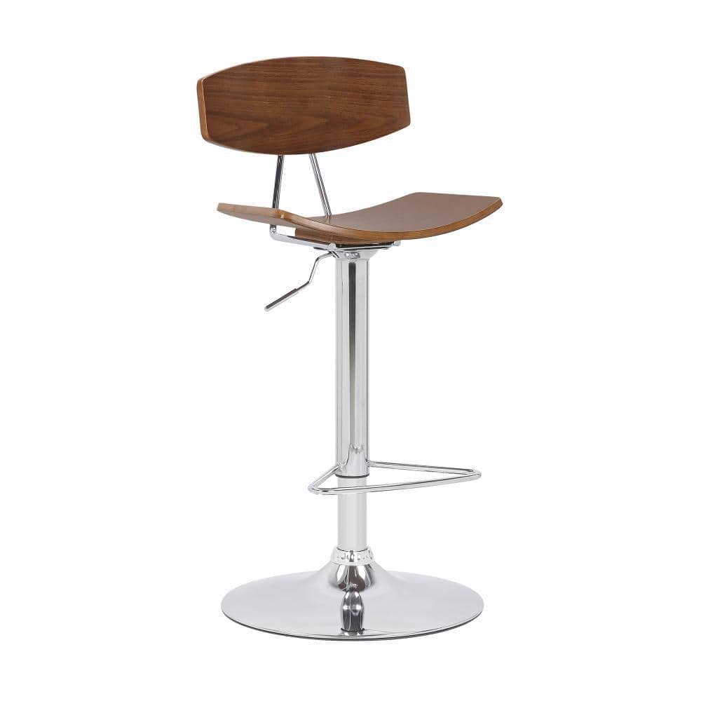 Benjara 28.5 in. Brown Low Back Metal Bar Stool with Wooden Seat ...