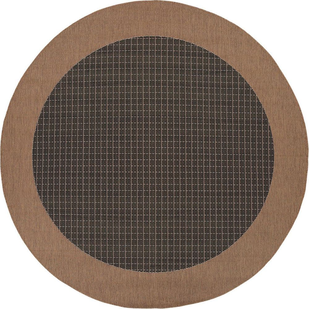 Couristan Recife Checkered Field 8 ft. Round Black-Brown Solid Indoor ...
