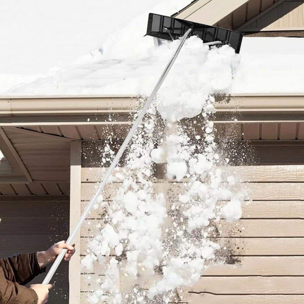FORCLOVER 57 in. to 240 in. Extendable Aluminum Snow Roof Rake with ...