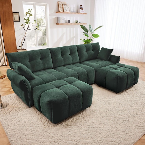 Homy Casa FAKCH 110 in. Modular U-Shaped Chenille 5-Seater Sectional ...