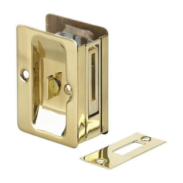 Onward 3-1/4 in. (82 mm) Brass Pocket Door Pull with Privacy Lock ...
