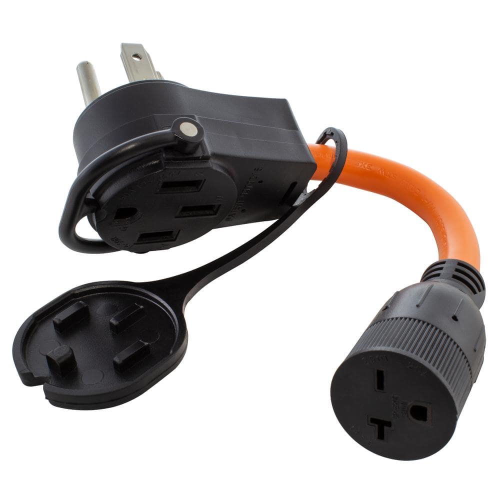 AC WORKS 1 ft. 50 Amp 14-50 Piggy-Back Plug with 6-20R Connector ...