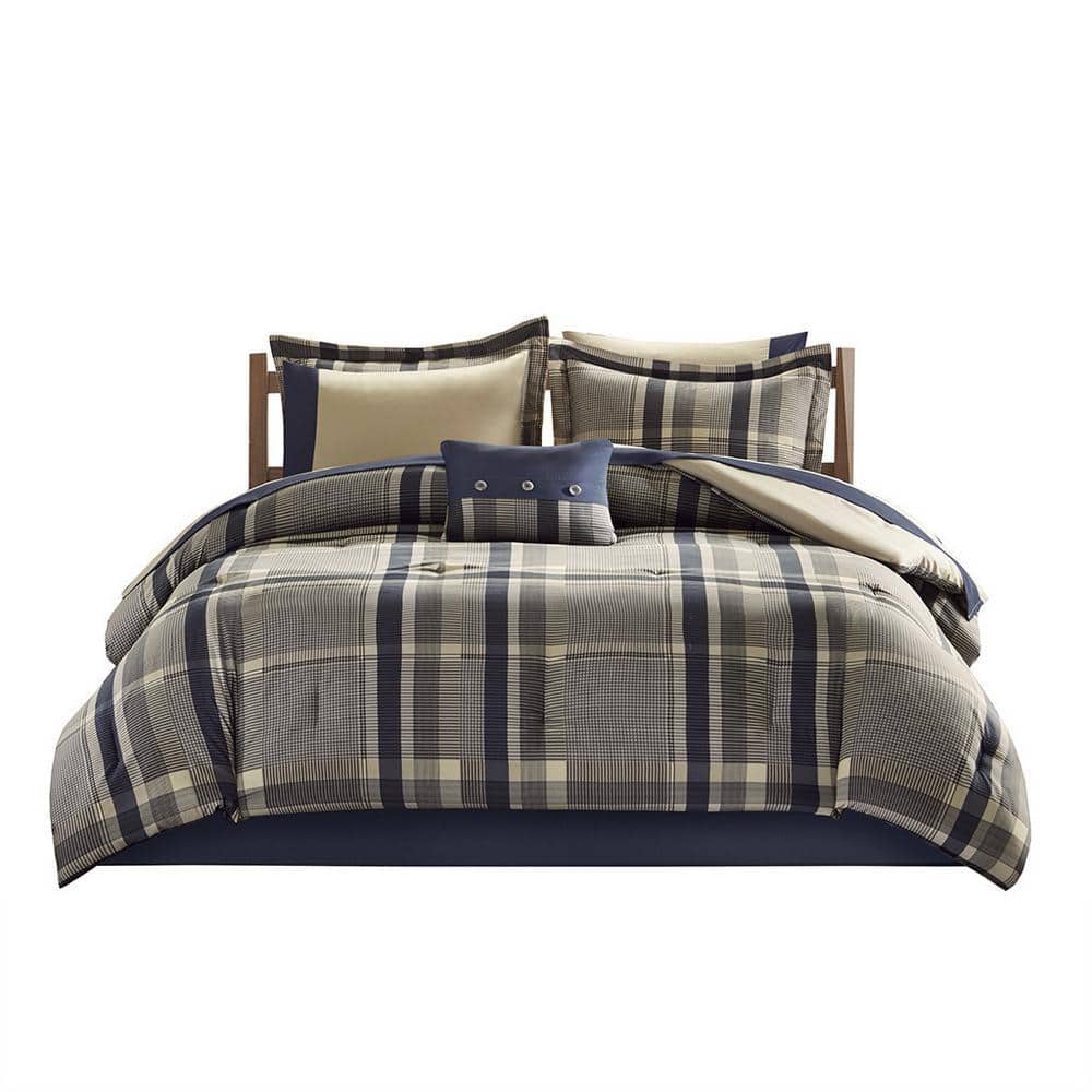 CITRUTAR CHEEP LLC Plaid Navy Multi Polyester Twin Size Comforter Set ...