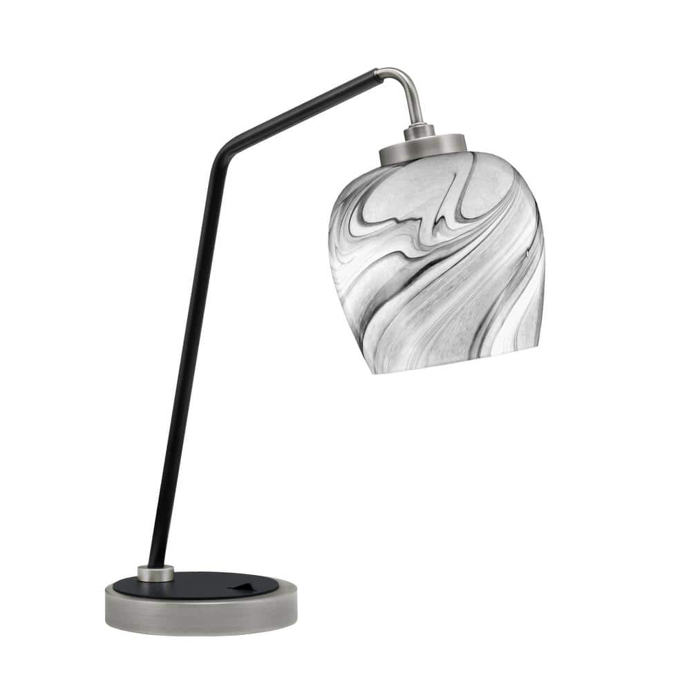 Delgado 16.5 in. Graphite and Matte Black Piano Desk Lamp with Onyx ...