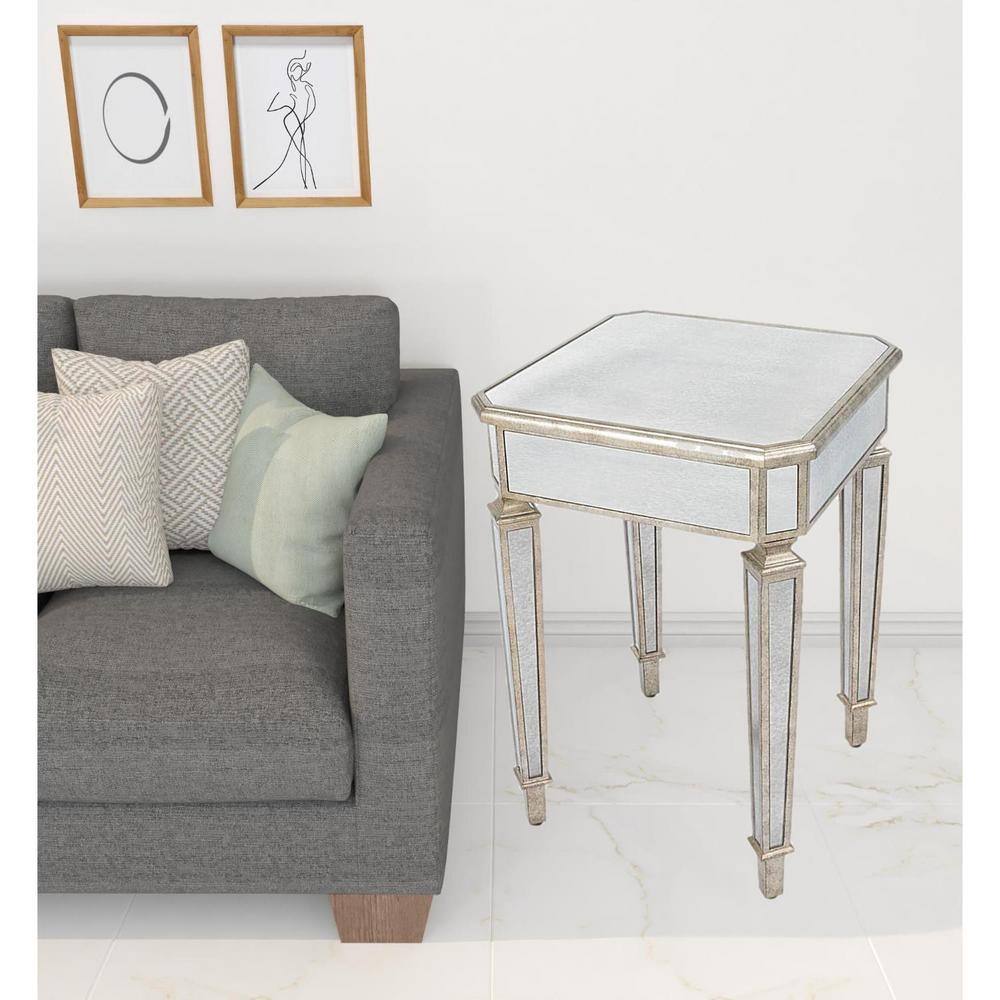 HomeRoots 18 in. Silver Square Glass End Table 2000488918 - The Home Depot