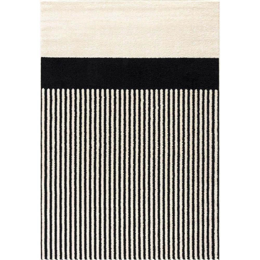 Abani Nordic Cream/Black 8 ft. x 10 ft. Black Lines Color Block Area ...