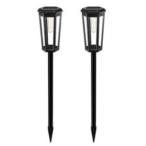 Monteaux Lighting Black Integrated LED Outdoor Solar Pathway Light with Clear Ribbed Glass ...