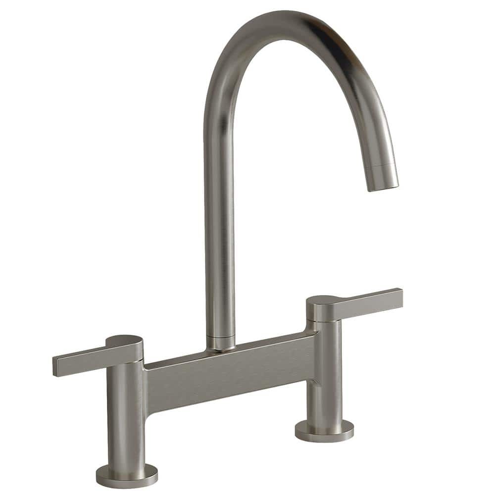 FLG Double Handle Bridge Kitchen Faucet 2-Holes Commercial Brass ...