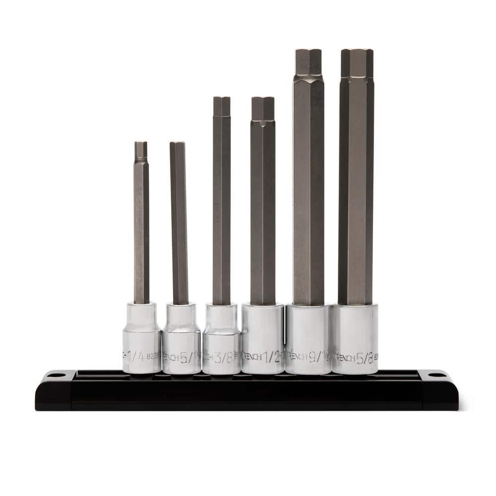 GEARWRENCH 1/2 in. Drive SAE Long Hex Bit Socket Set (6-Piece) 82587 ...