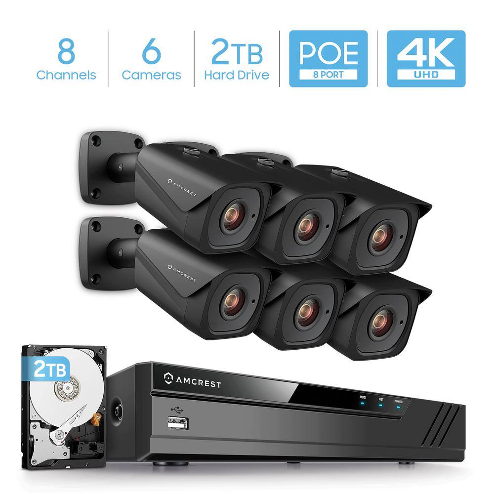Amcrest Plug & Play 8-Channel 4K (8MP) Surveillance System With 6 Wired ...