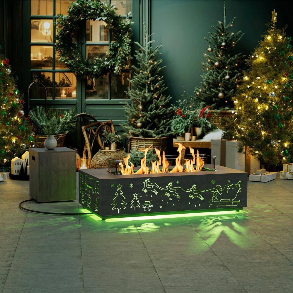 eVita 42 in. 50,000 BTU Rectangle Outdoor Propane Gas Fire Pit Table in ...