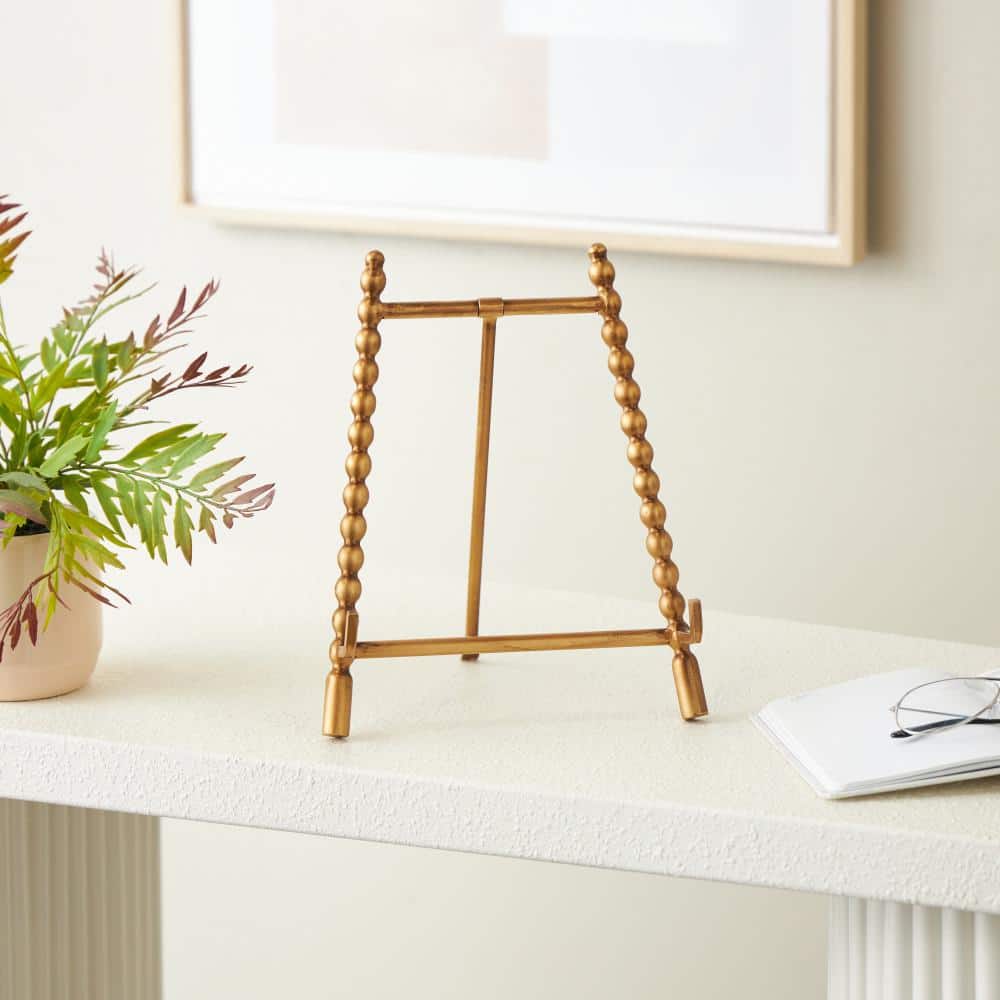 Litton Lane Gold Metal Wide Abstract Easel 047201 - The Home Depot