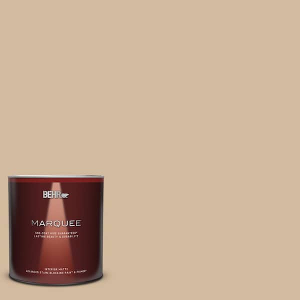 BEHR MARQUEE 1 qt. #S280-3 Practical Tan Matte Interior Paint & Primer ...