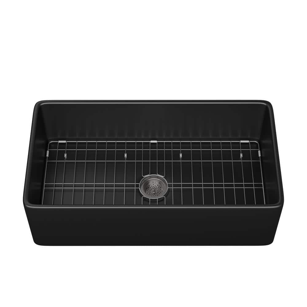 NTQ 33 in Apron-Front Kitchen Sink Single Bowl Black Kitchen Sinks ...