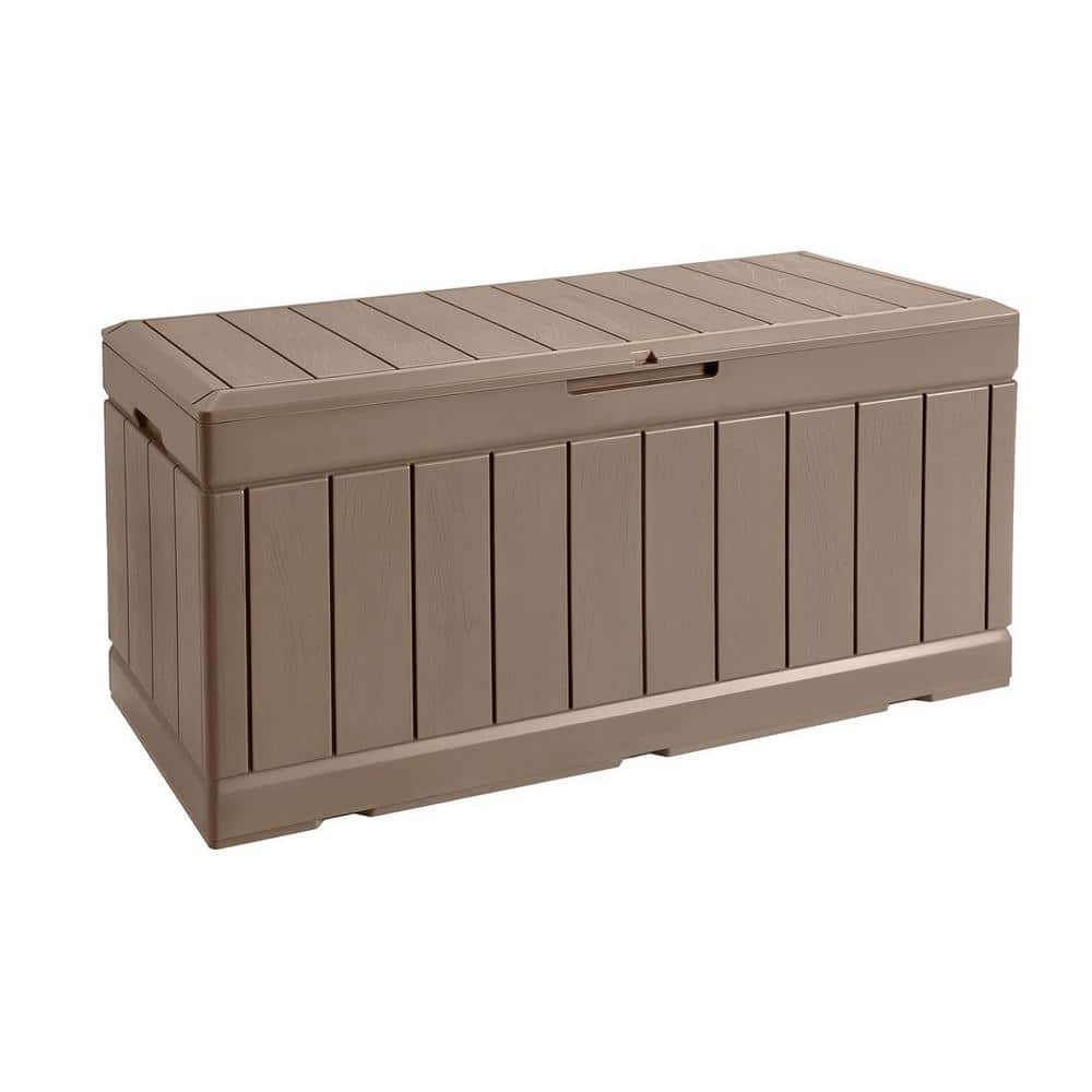 88 Gal. Large Khaki Resin Deck Box Z0BVZV5VSF - The Home Depot