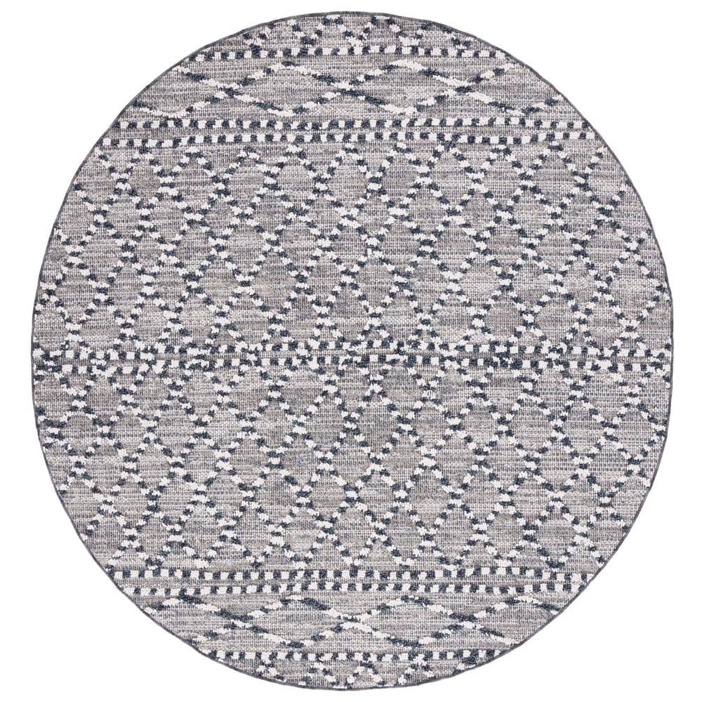 SAFAVIEH Global Gray/Ivory 7 ft. x 7 ft. Striped Geometric Diamond ...